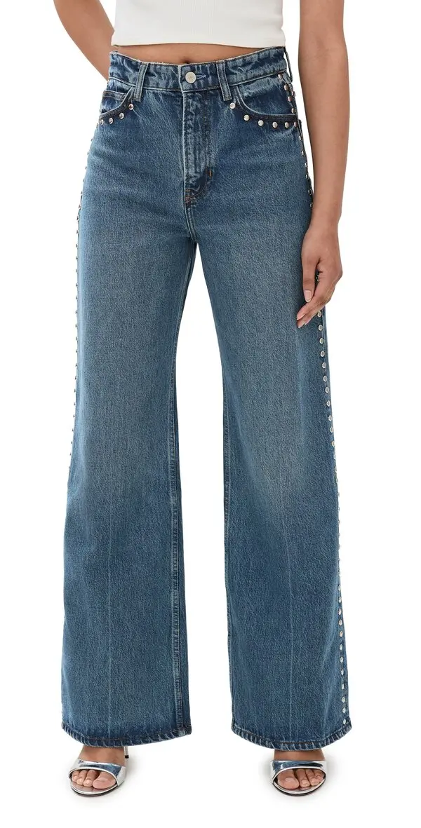 Reformation Cary High Rise Wide Leg Jeans - Chesapeake